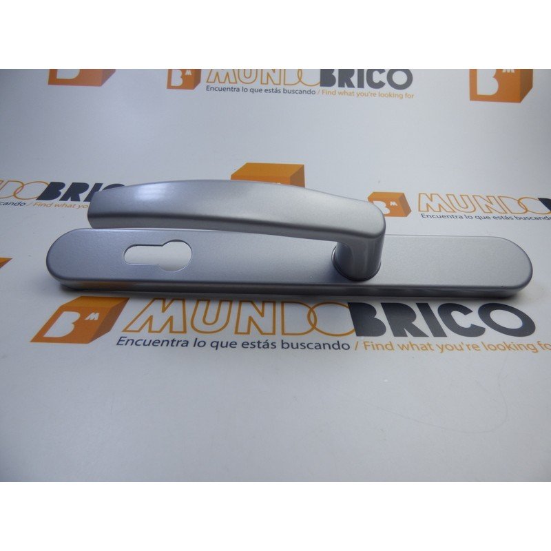 Manilla individual en color plata para puertas de PVC con bocallave