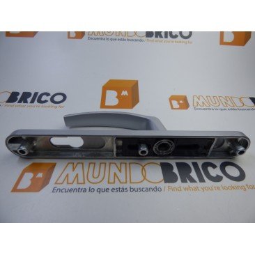 Manilla individual en color plata para puertas de PVC con bocallave