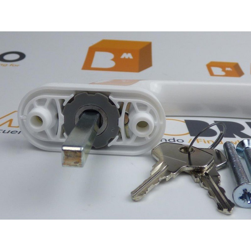 Manillas con llave para ventanas de PVC y puertas en color blanco